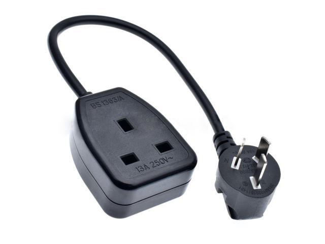AU Australia 3 Pin Male to UK British Standard Female Socket Cord cable ...