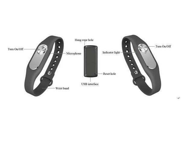 Wearable Wristband 4GB Digital Voice Recorder Wrist Watch, One Button ...