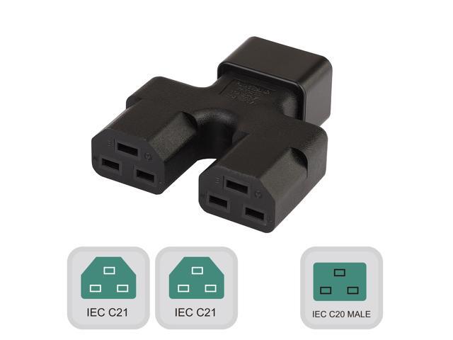 C20 to Dual C21, IEC 320 C20 Male to Dual 2 C21 Female Splitter Power ...