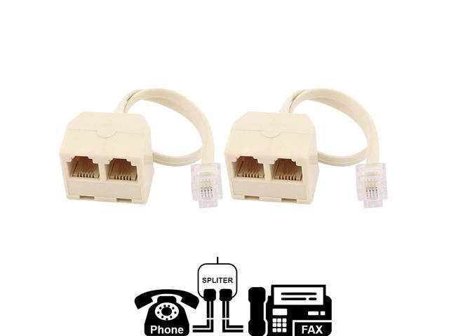 (2 Pack) Tekit Two Way Telephone Splitter,1 Male to 2 Female Converter ...