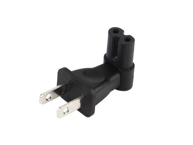 Tekit 2 Prong Right Angle Plug Adapter, USA IEC 60320-C7 Receptacle to ...