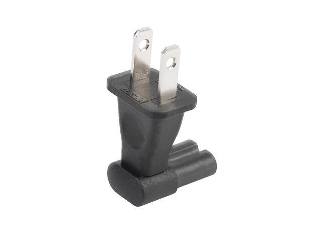 Tekit 2 Prong Right Angle Plug Adapter, USA IEC 60320-C7 Receptacle to ...