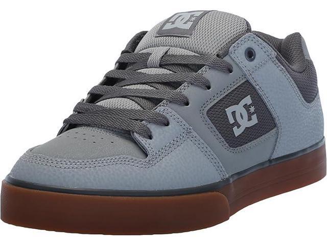 DC Men's Pure Lace-Up Leather Skate Shoe, Rubber Sole, Carbon/Gum ...