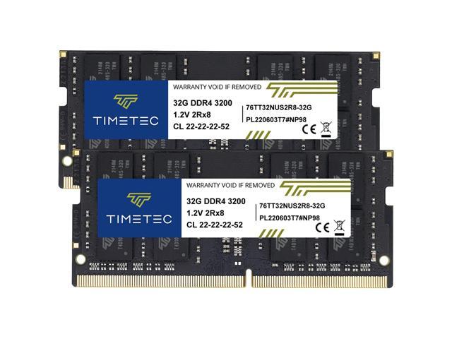 Timetec 64GB KIT(2x32GB) DDR4 3200MHz PC4-25600 Non-ECC Unbuffered 1.2V CL22 2Rx8 Dual Rank 260 ...