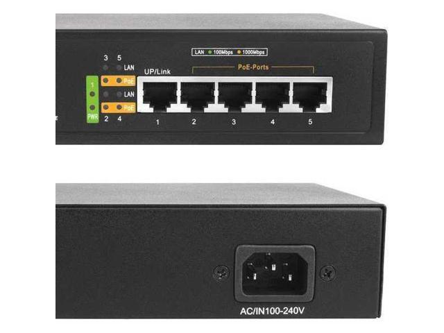 BV TECH POE-SW501G PoE Switch,Camera Inputs 4,4-29/32" L - Newegg.com