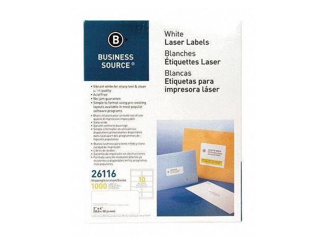 Business Source Mailing Labels Shipping Laser 2"x4" 1000/PK White 26116 ...