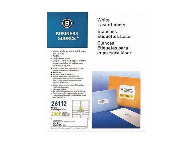 Business Source Mailing Labels Laser 1"x4" 2000/PK White 26112 - Newegg.com