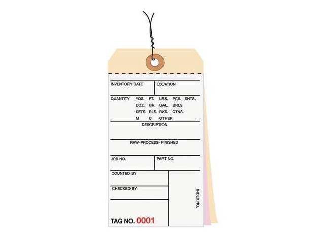 PARTNERS BRAND G16103 Inventory Tags, 3 Part Carbonless #8, Pre-Wired ...
