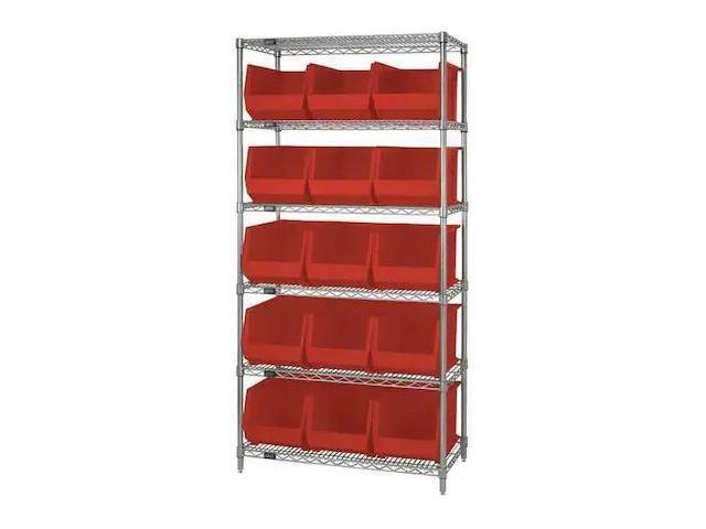 QUANTUM STORAGE SYSTEMS WR6-260RD Steel Bin Shelving, 36 in W x 74 in H ...
