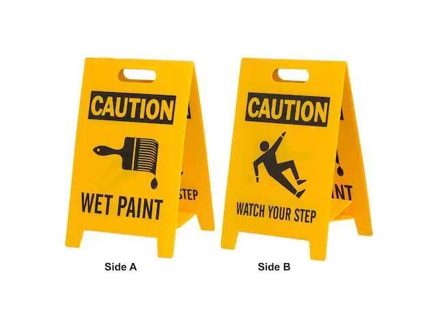 BRADY 92283 Floor Stand Sign, 20" H, 12" W, Plastic, Rectangle, English ...
