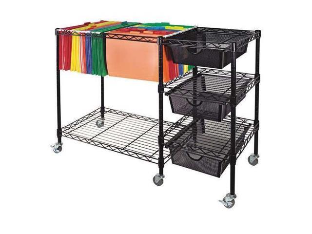 Mobile File Cart W/drawers, 38w X 15 1/2d X 28h, Black - Newegg.com