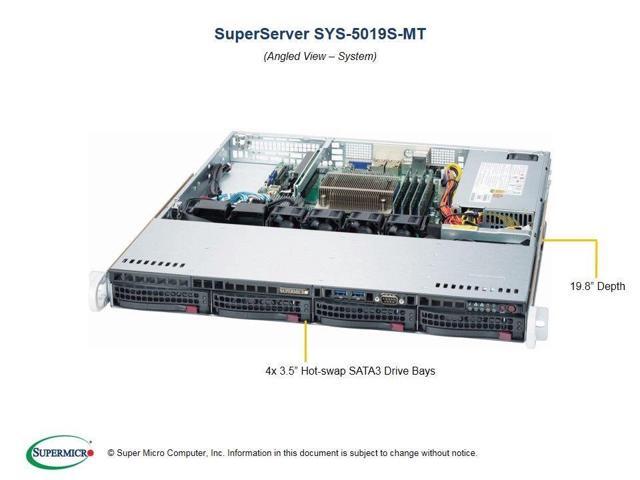 Supermicro SuperServer 5019S-MT Barebone System - 1U Rack-mountable ...