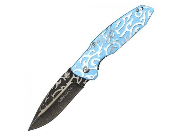 Spring-Assisted Folding Knife | Wartech Stonewash Blue Elegant Fantasy ...