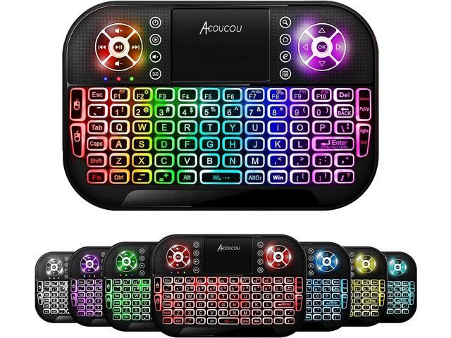 Acoucou 2.4GHz USB Mini Keyboard(Upgrade Dynamic Backlit), Mini ...