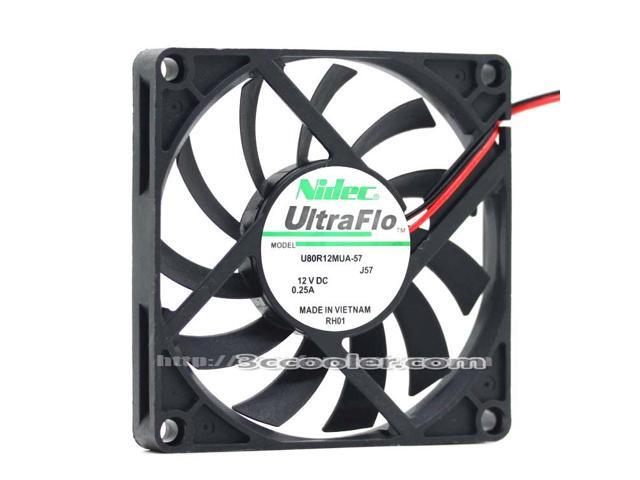 Nidec 80*10MM U80R12MUA-57 DC12V 0.25A 2 Wires 8CM Case Fan Axial fan ...