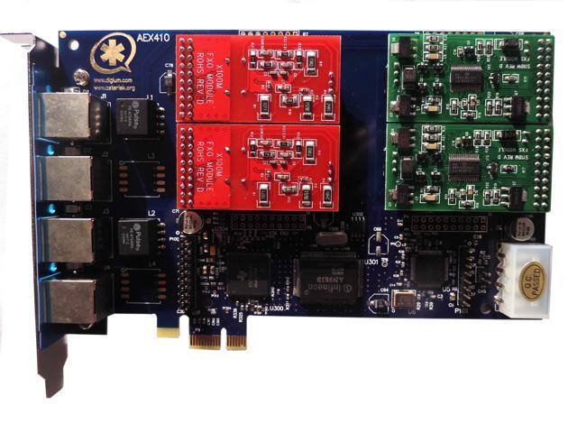 Analog Asterisk Card AEX410 AEX410P 4 Ports (2fxo+2fxs) PCI Express ...