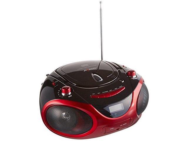 Axess Red Portable Boombox MP3/CD Player with Text Display,with AM/FM ...
