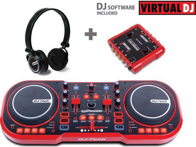 USB DJ MIDI controller w/ headphones & external sound interface ...