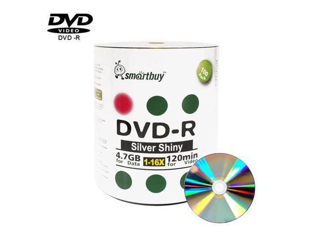 Smartbuy DVD-R 16X 4.7GB 120Min Shiny Silver Top Music Video Data Recordable Disc (100 Packs ...
