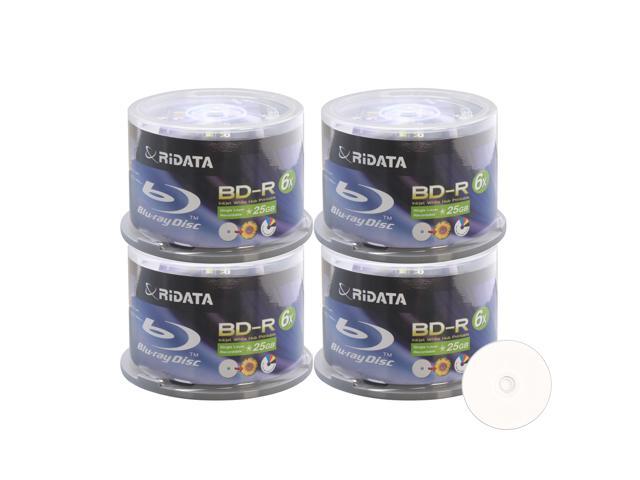 Ridata 6X BD-R BDR 25GB Single Layer Blue Blu-ray White Inkjet Hub Printable Recordable Blank ...