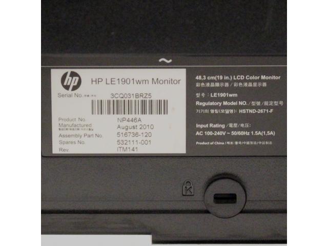 Refurbished: HP LE1901wm 19" Widescreen LCD Monitor w/ VGA & Power Cord ...