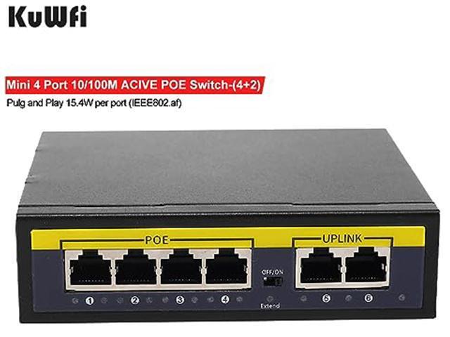 KuWFi 4 Port Ethernet Network Switch - Office Ethernet Splitter | Plug ...