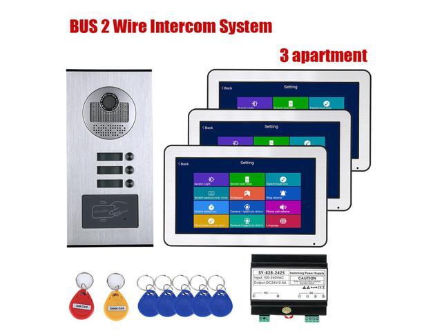 Wired WIFI 10 Inch BUS 2 Wire Video Door Phone Intercom systems Kit for ...