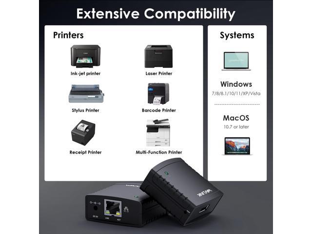 Wavlink USB2.0 Network Print Server, LAN Print Share Server for USB ...