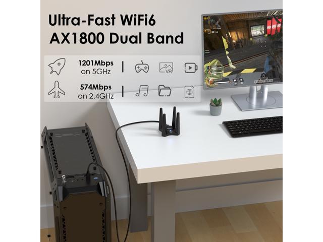 WAVLINK USB WiFi 6 Adapter AX1800 USB 3.0 WiFi Dongle for PC, Dual Band ...