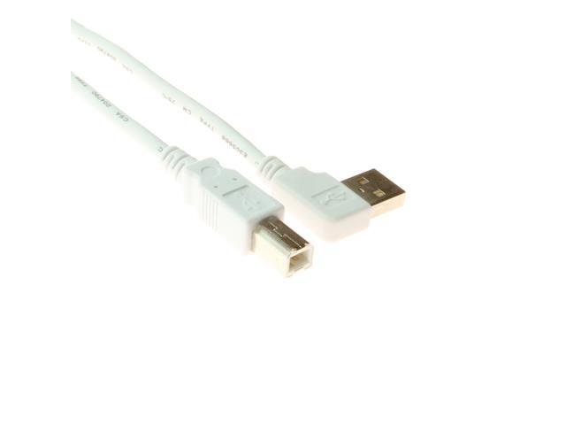 3FT Type-A Right Angle to B Straight High-Speed USB 2.0 White Cable ...