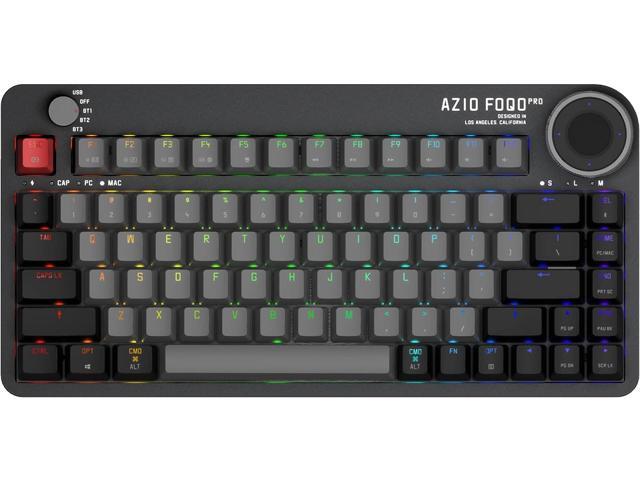 Azio FOQO Pro Wireless BT5/USB PC & Mac Hot-Swappable Keyboard (Space Grey Light) (FQ2201 ...
