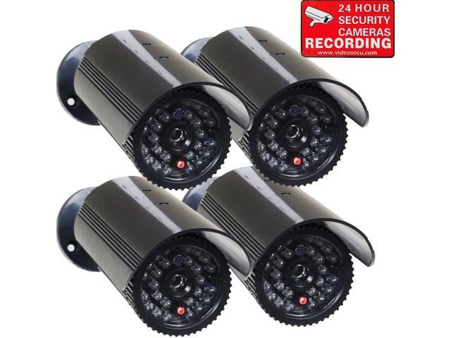 VideoSecu 4 Packs of Fake Surveillance Camera Dummy Infrared IR LED ...