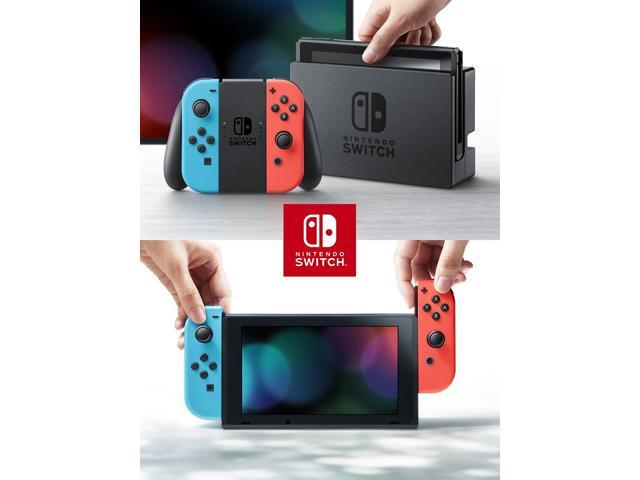 Nintendo Switch Neon Red Blue Joy Con Console Set Bundle With Super