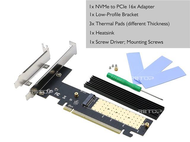 RIITOP M.2 NVMe to PCIe Adapter Card for M.2 PCIe M Key NVMe SSD, Desktop PCI-e x16 slot ...