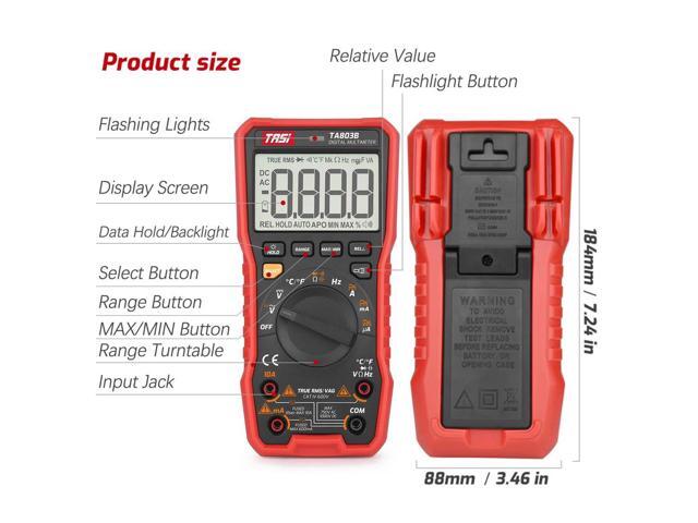 TASI TA803B Digital Multimeter 2000 Counts True RMS Universal Meter ...