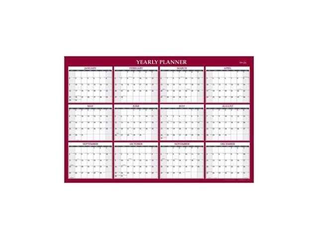 Classic Red Laminated Erasable Wall Calendar 48x32 White/Red/Gray 2026 ...