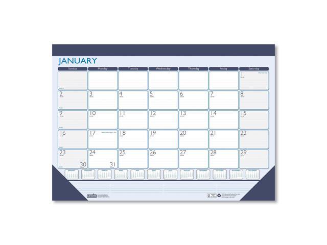 Recycled Contempo Desk Pad Calendar 18.5x13 White/Blue Sheets 2026 1516 ...