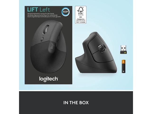 Logitech Lift Left Vertical Ergonomic Mouse, Left-Handed, Wireless ...