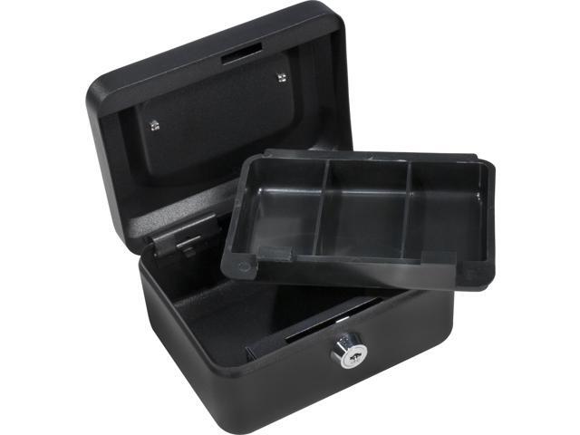 6 Inch Black Cash Box with Key Lock - Newegg.com