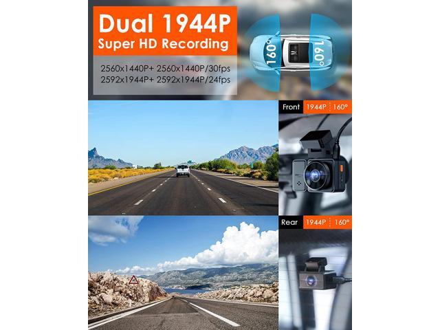 Vantrue E2 -G 2.5K WiFi Dual Dash Cam with GPS, Voice Control Front and ...