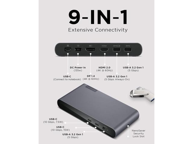 Lenovo Docking Station USB-C Universal Business Dock Bundle w/Docztorm ...