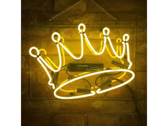 Neon Signs Yellow Crown Real Glass Party Pub Bedroom Hotel Decor Or For ...