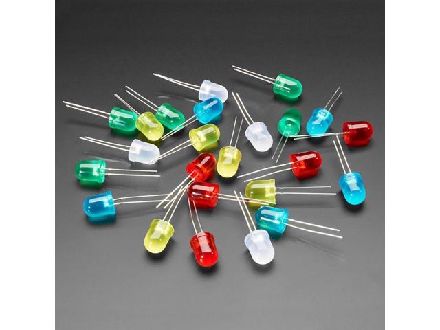 Adafruit Diffused 10mm LED 25 Pack - 5 LEDs each in 5 Colors - Newegg.com
