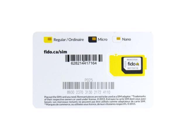 Fido Sim Card CANADA 4G LTE Multi Sim Card - Nano Micro Standard 3 in 1 ...