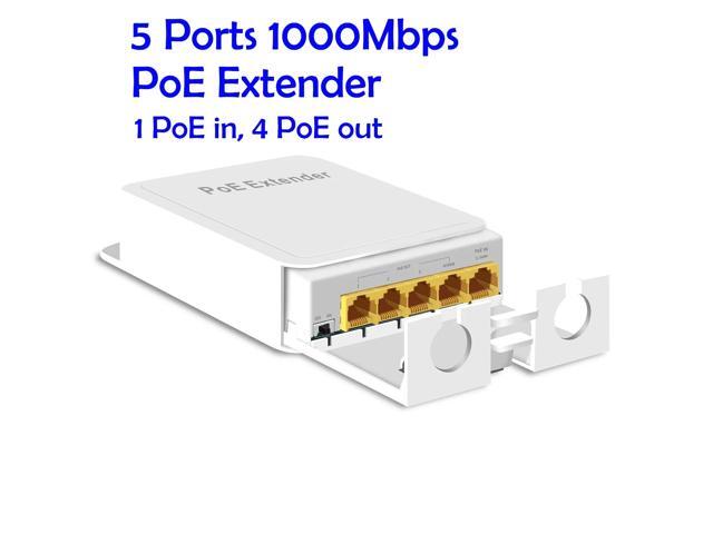 5 Port Gigabit PoE Passthrough Switch Outdoor Ethernet Extender Up to ...