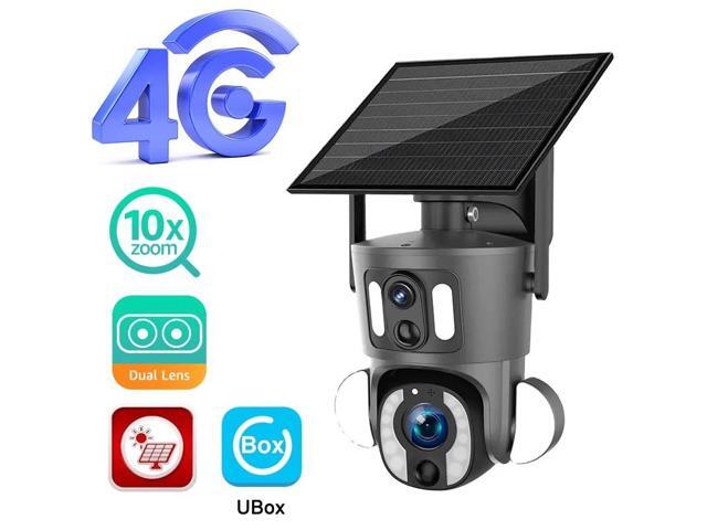 6MP Dual-Lens 4G LTE Security Camera 10X Optical Zoom 9W Solar Powered ...