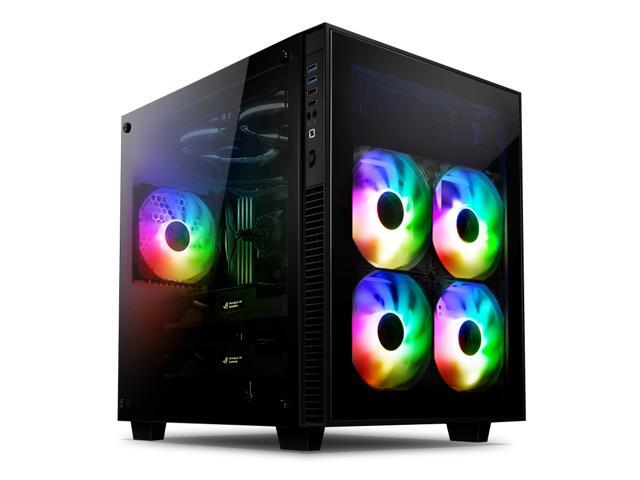 anidees AI-CRYSTAL-CUBE-PM Cube ATX Tempered Glass Gaming Case with 5 x ...