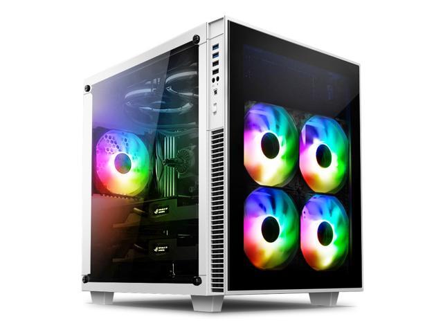 anidees AI-CL-CUBE-W-PM Cube ATX Tempered Glass Gaming Case with 5 x AI ...
