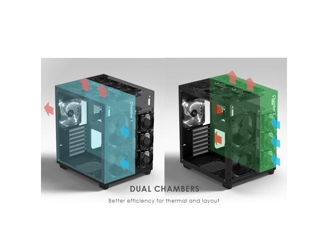 anidees AI Crystal Cube Dual Chamber Tempered Glass EATX /ATX PC Gaming ...