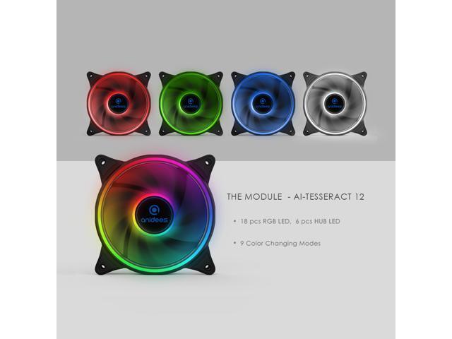 anidees AI Tesseract 120mm 3pcs RGB PWM Fan compatible with ASUS Aura ...